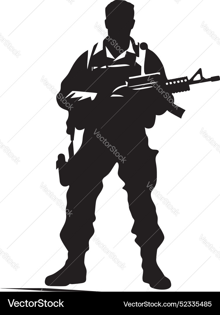 Tactical firearm soldier black iconic military Vector Image
