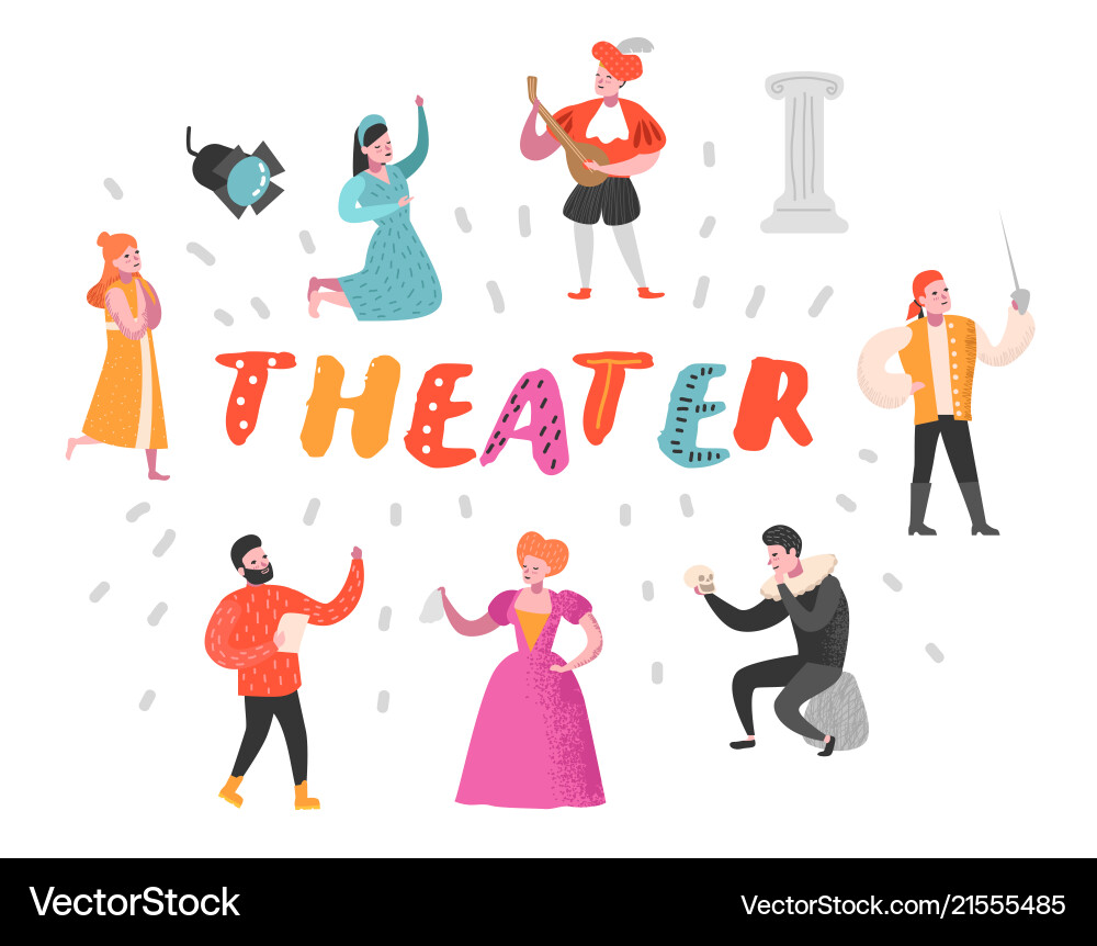 Theater actor characters flat people theatrical Vector Image