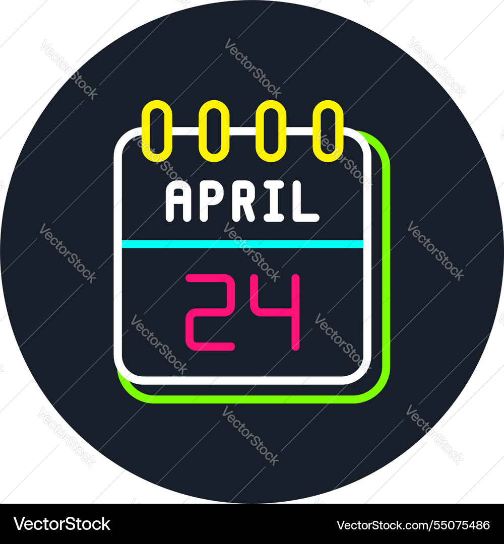 24 april line multi color icon Royalty Free Vector Image