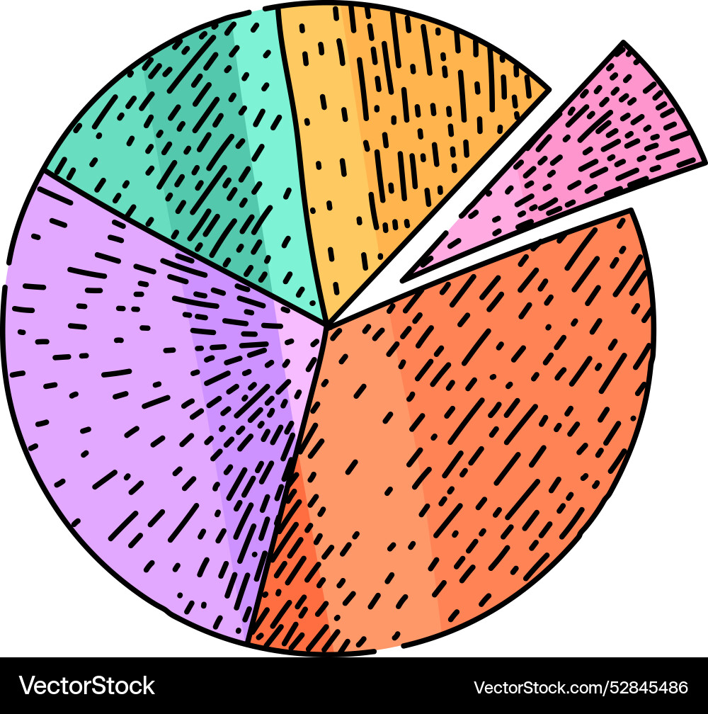 Analysis pie chart sketch hand drawn Royalty Free Vector