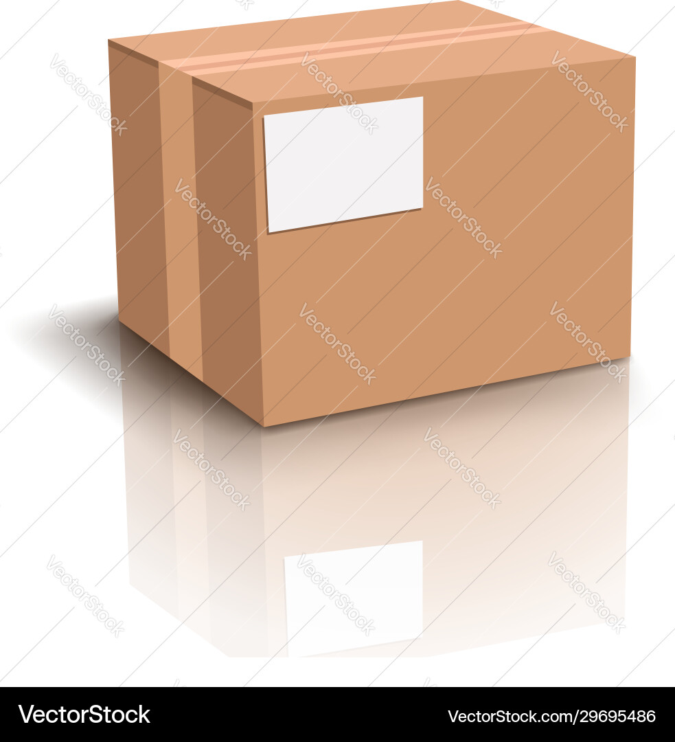 Carton box with shadow Royalty Free Vector Image