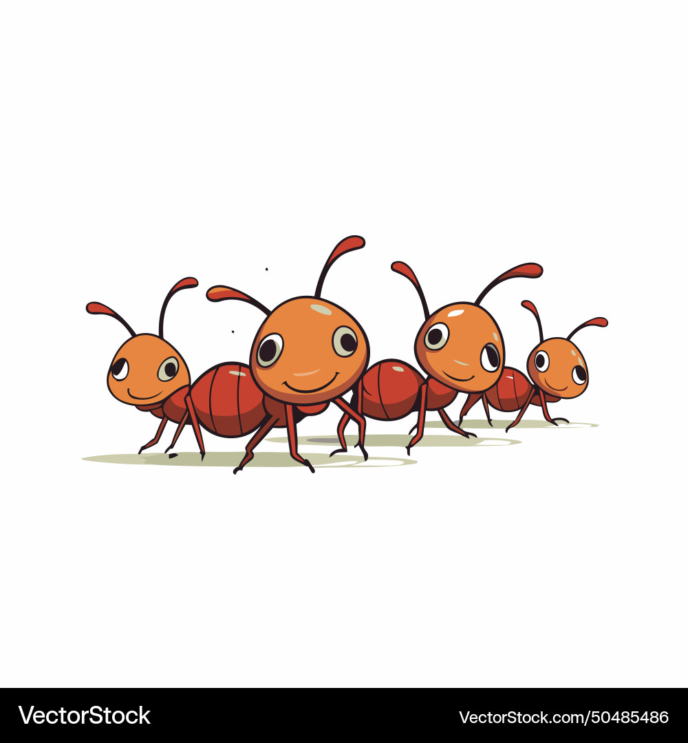 Cartoon ants isolated on white background Vector Image