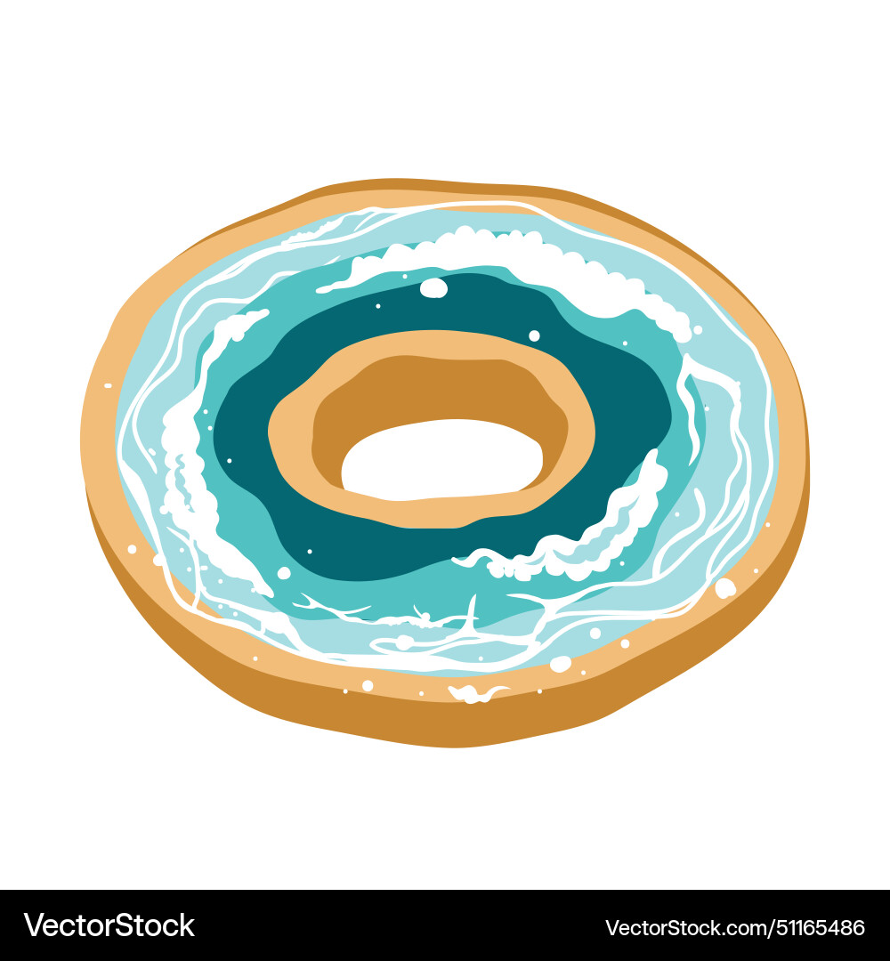 Cute donut painted with ocean waves baked Vector Image