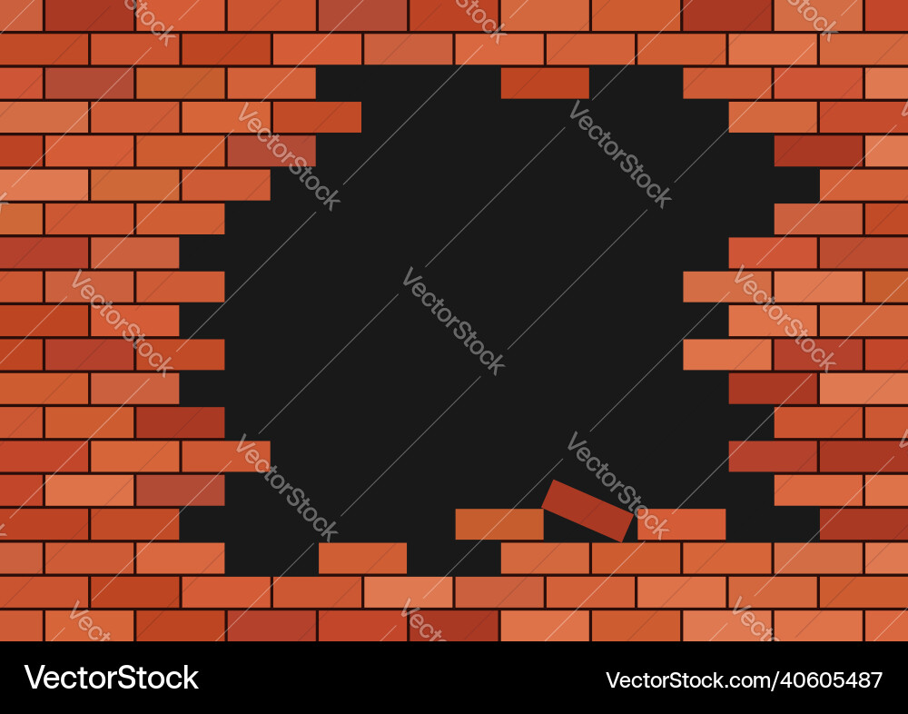 Broken brick wall red building Royalty Free Vector Image