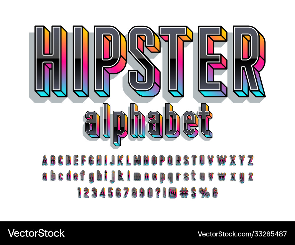 Colour font Royalty Free Vector Image - VectorStock