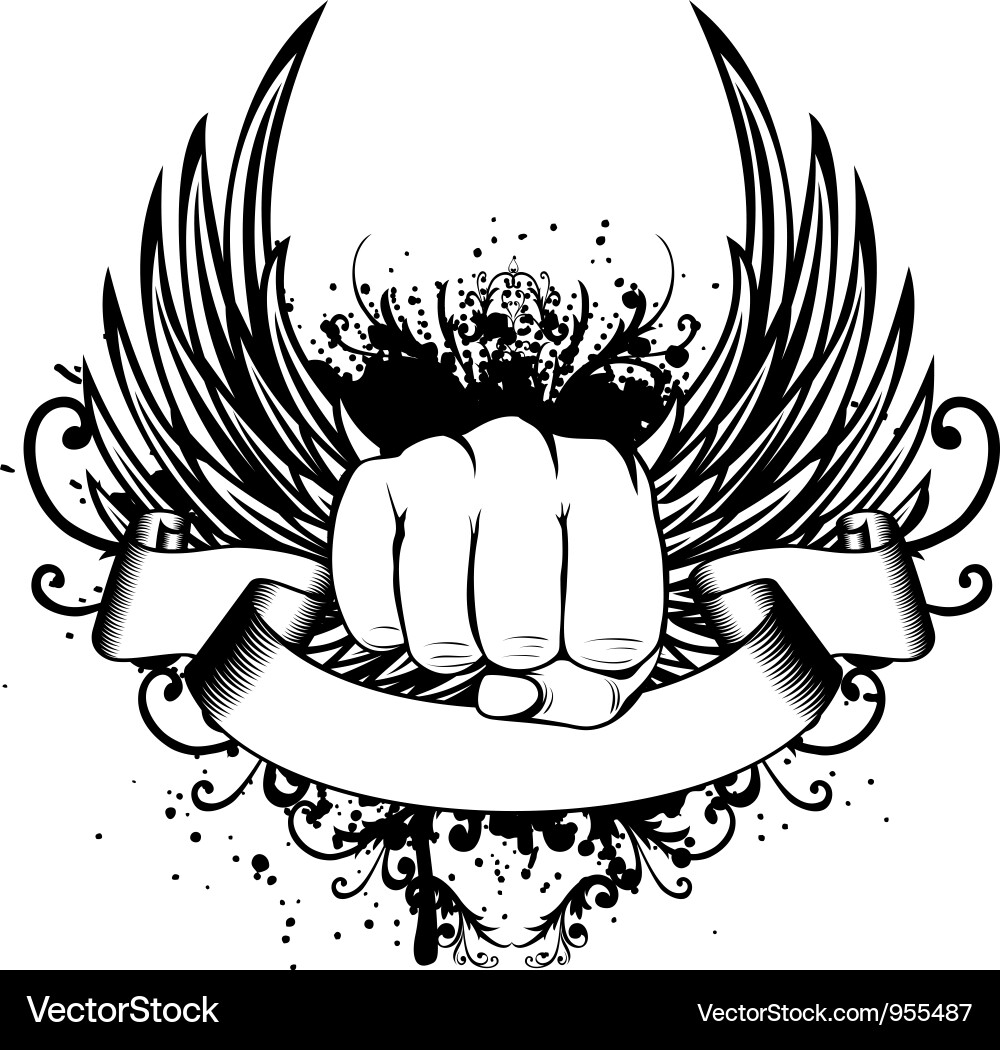 Fist wings and patterns Royalty Free Vector Image