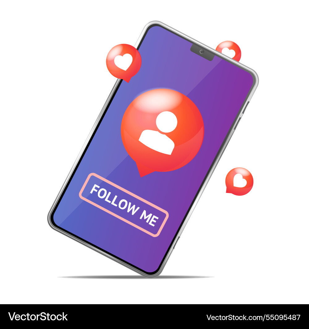 Follow me concept with realistic detailed 3d Vector Image