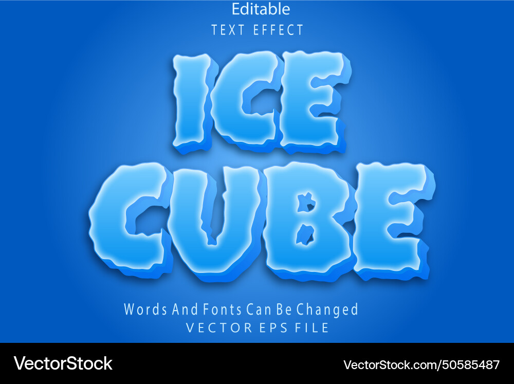 Ice cube editable text effect emboss cartoon style