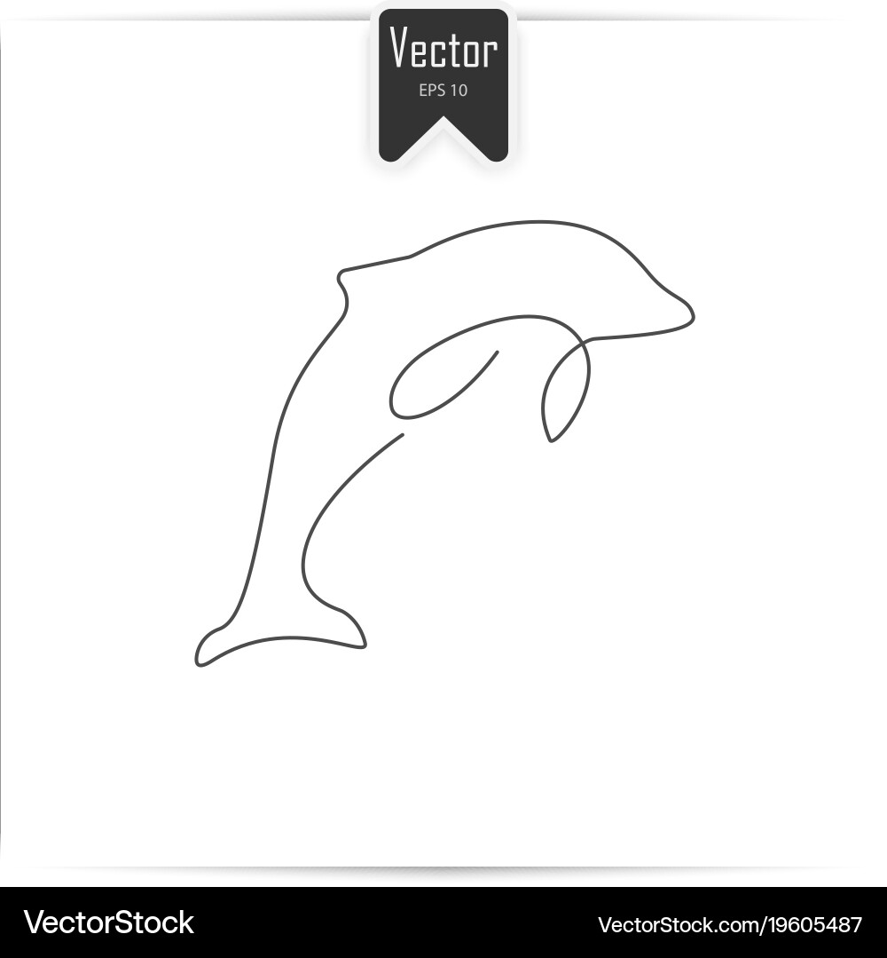 One line dolphin design silhouette Royalty Free Vector Image