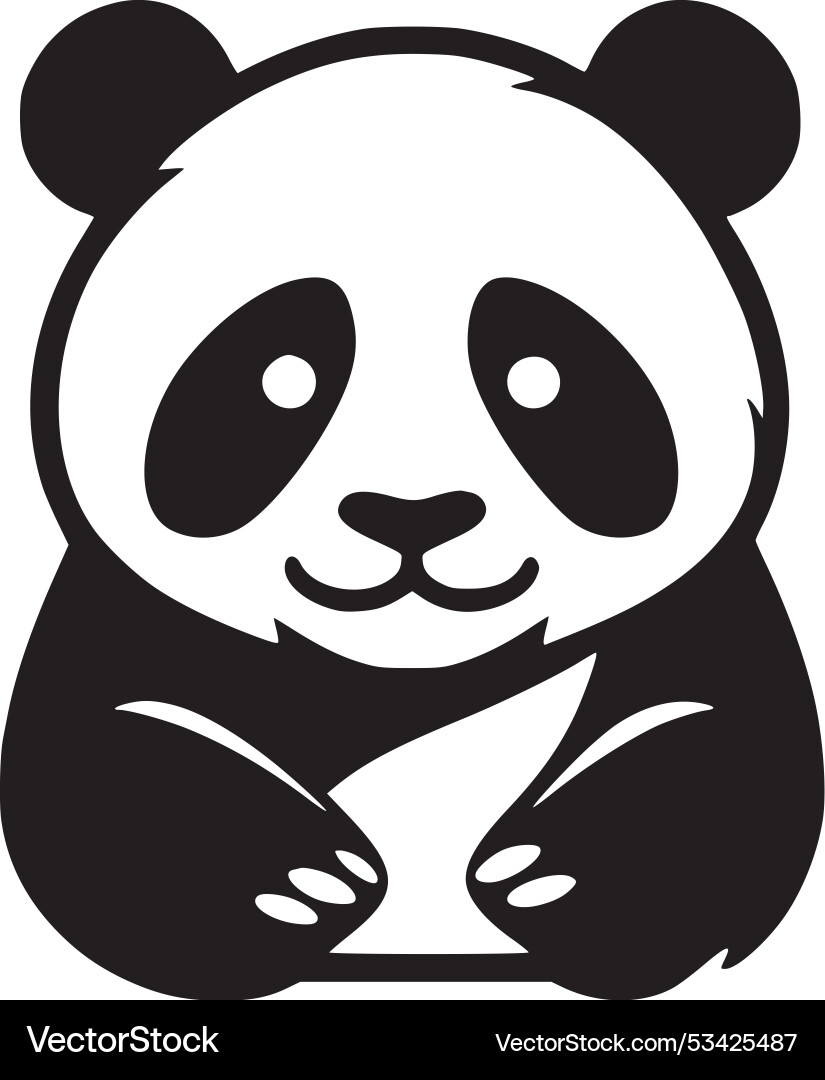 Panda - black and white Royalty Free Vector Image