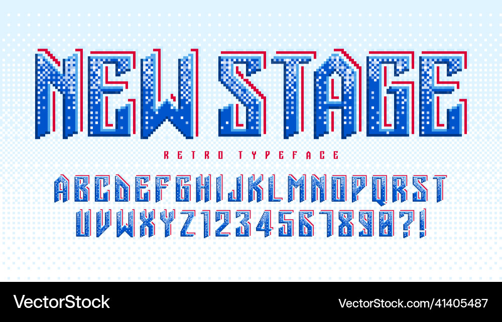 Pixel alphabet design stylized like in 8 Vector Image
