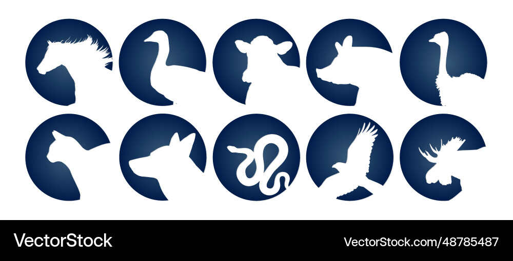 Set of logos with animals Royalty Free Vector Image