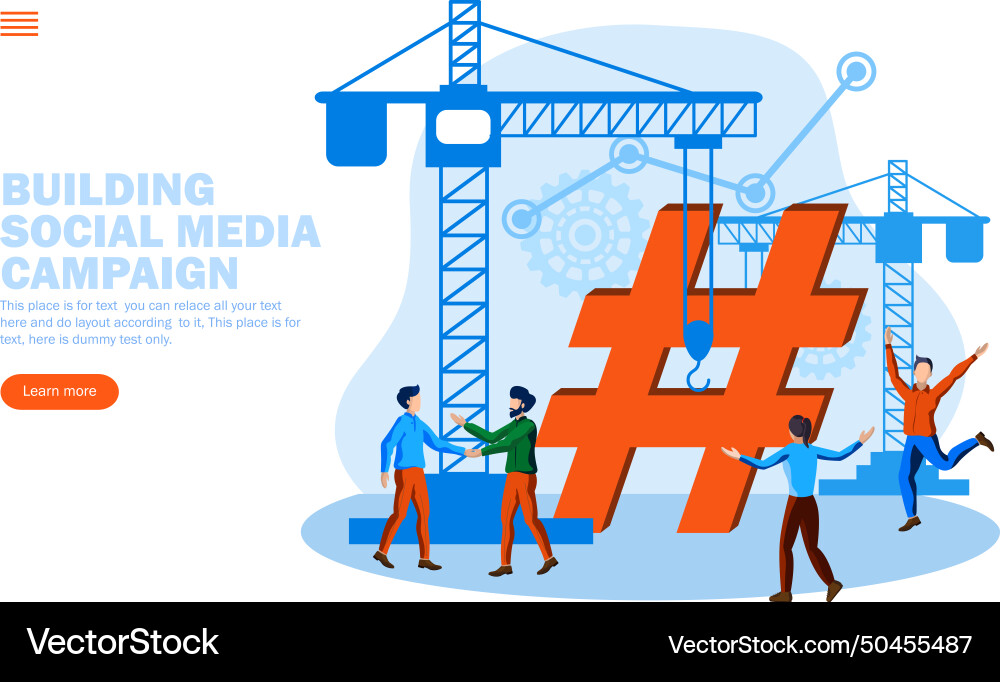 Team building social media campaign concept Vector Image