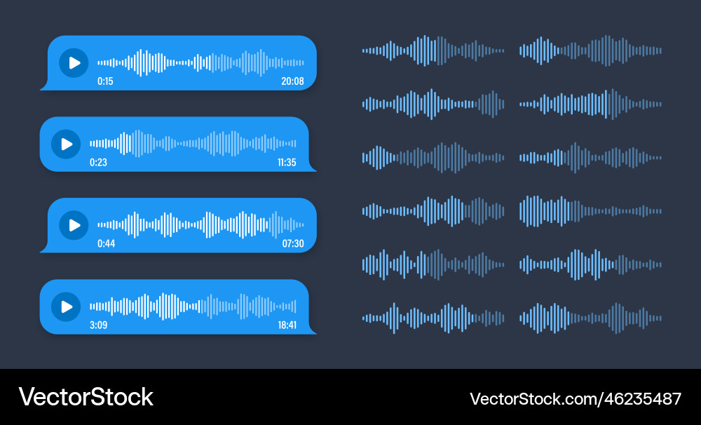 Voice audio message blue speech bubble sms text Vector Image