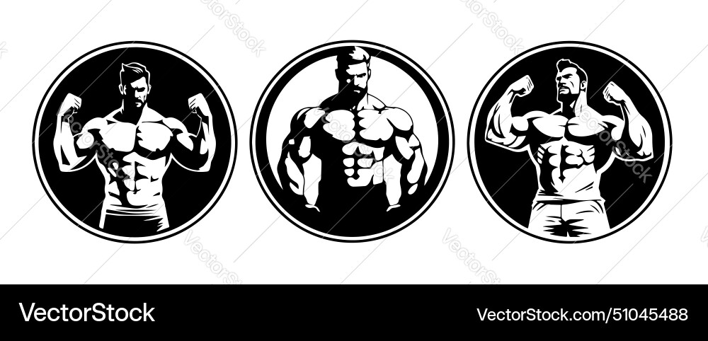 Bodybuilder silhouette gym logo Royalty Free Vector Image