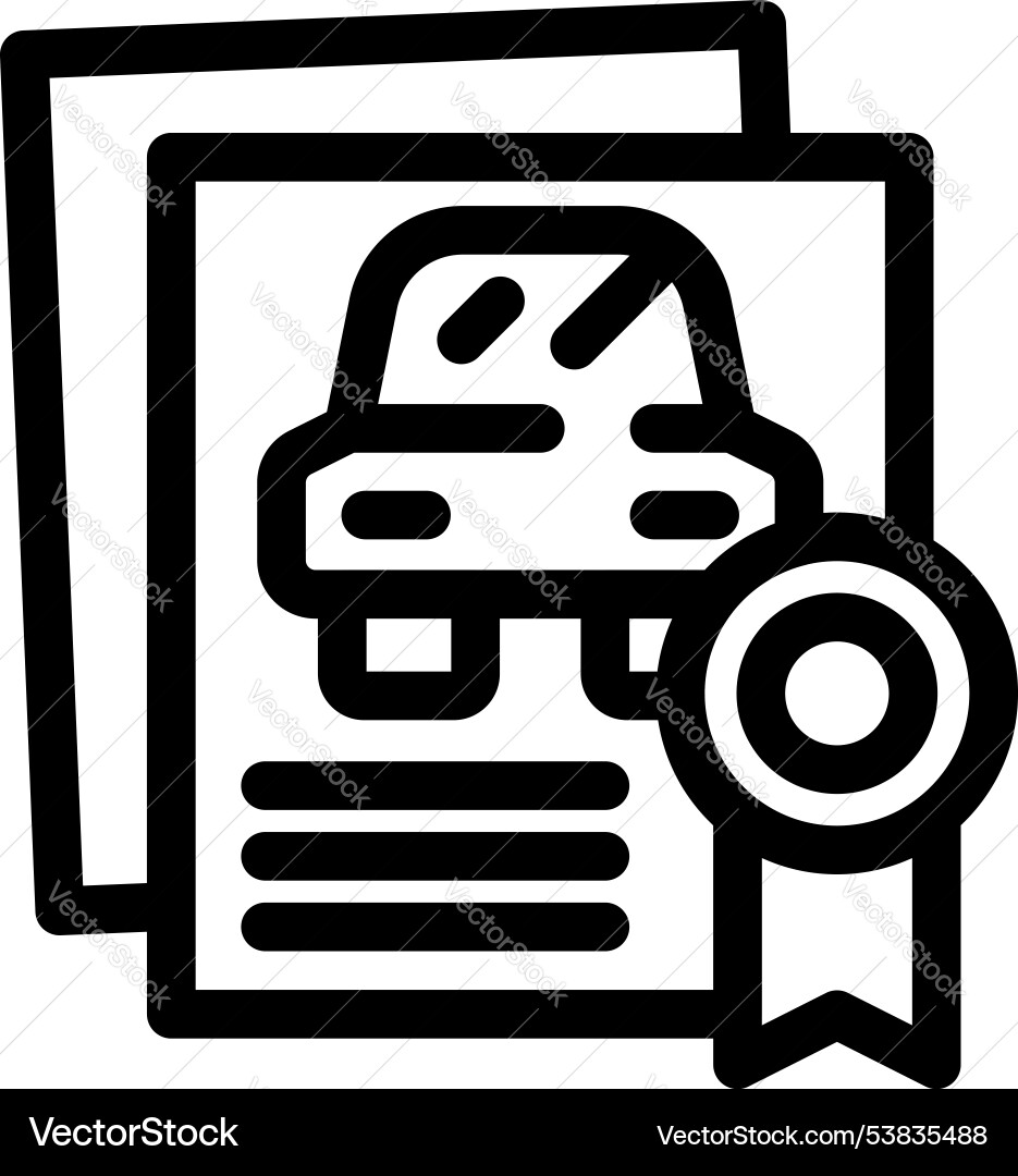 Car ownership certificate showing vehicle papers Vector Image