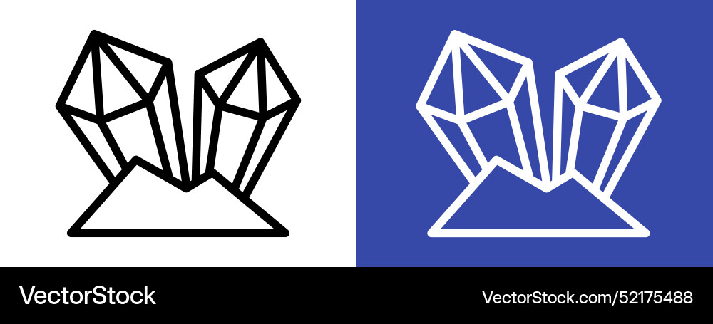 Crystal prism logo sign set outline Royalty Free Vector