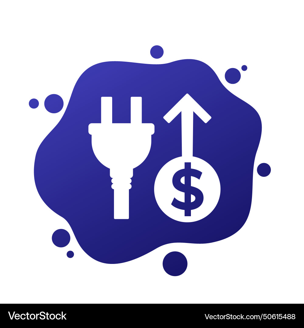 Electricity costs up icon Royalty Free Vector Image