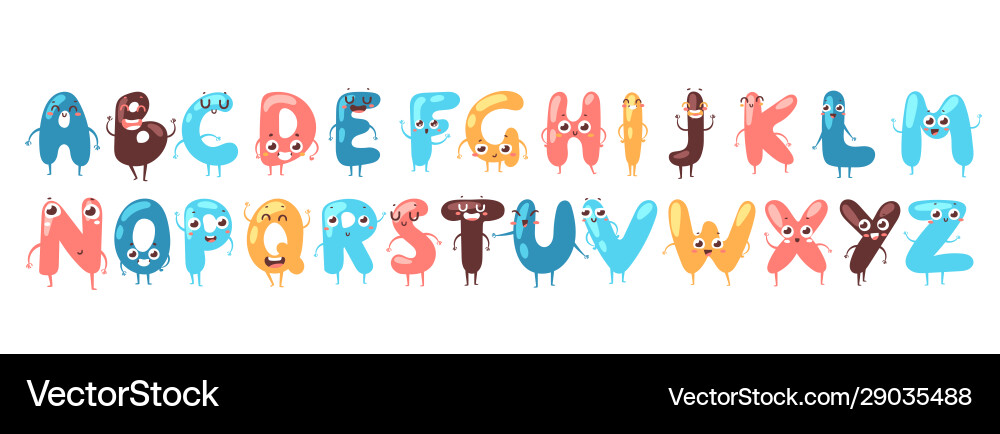Funny font letters cartoon Royalty Free Vector Image