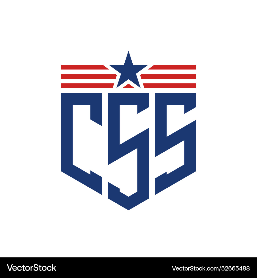 Patriotic css logo with star and american flag Vector Image