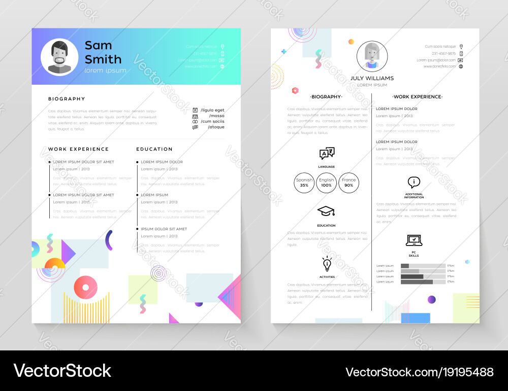 Personal cv- set of modern template Royalty Free Vector