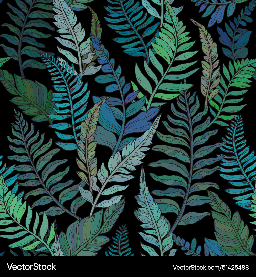 Seamless pattern of wild forest plants leaves Vector Image