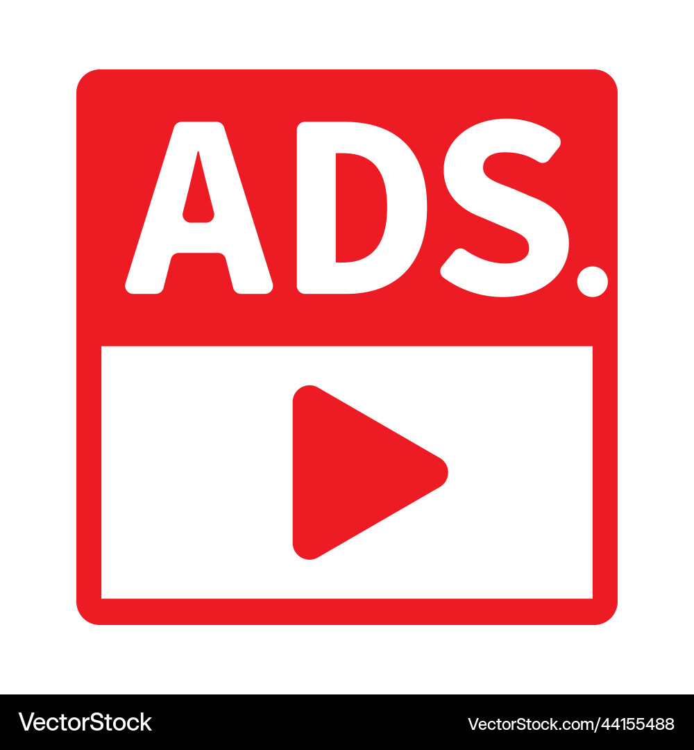 Video ads icon advertising Royalty Free Vector Image