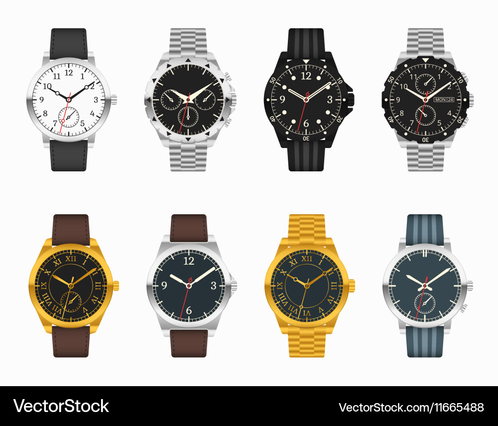 Watch set expensive classic watches Royalty Free Vector