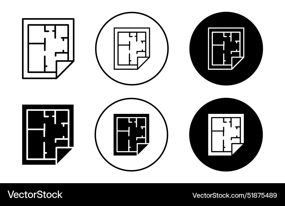 Architecture plan icon outline flat Royalty Free Vector