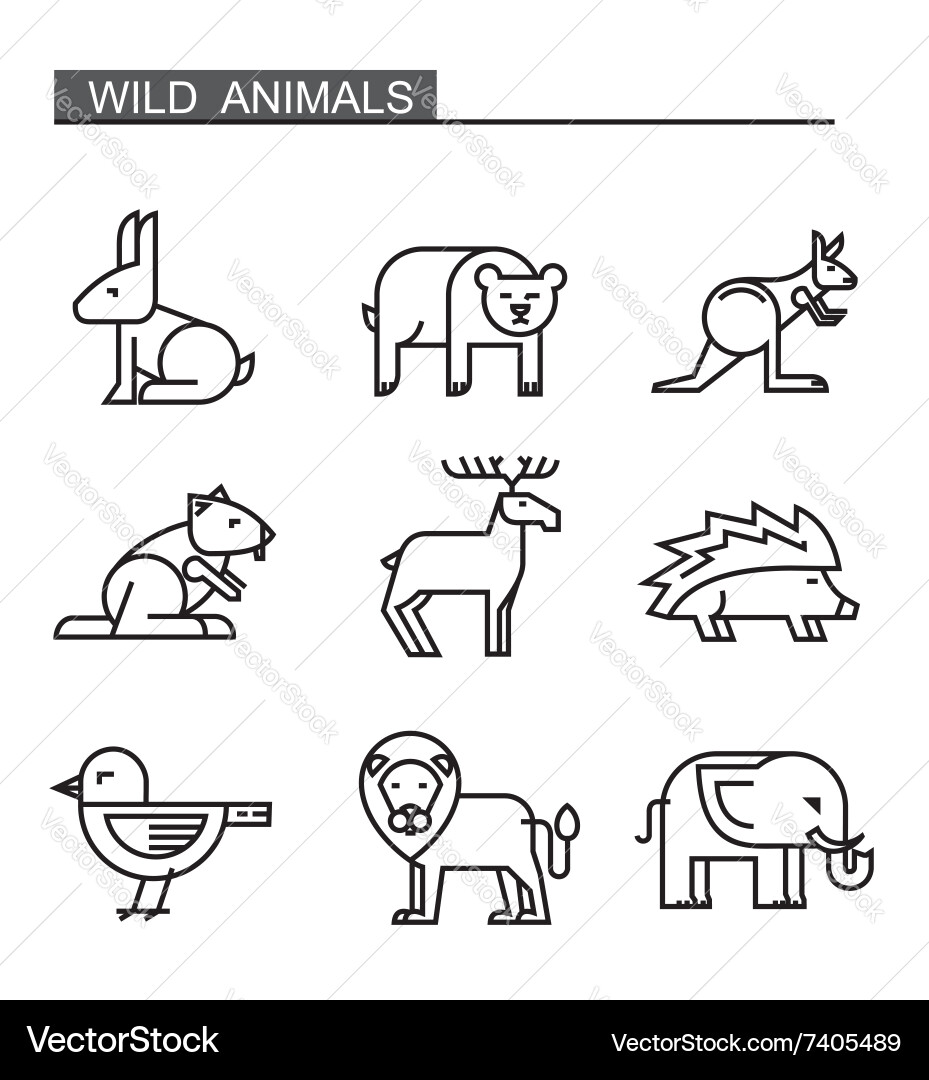 Black flat animal Royalty Free Vector Image - VectorStock