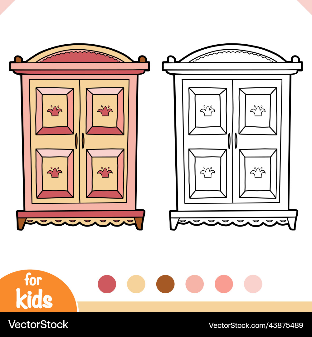 Coloring book wardrobe Royalty Free Vector Image