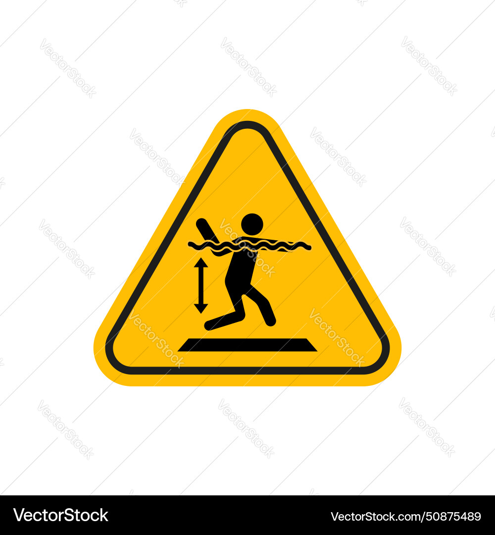 Deep water warning sign icon set alert for areas Vector Image