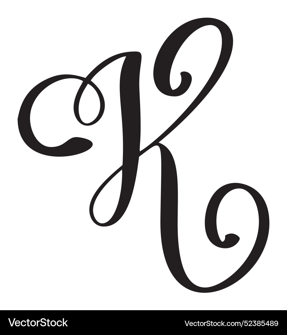 Hand drawn calligraphy letter capital k Royalty Free Vector