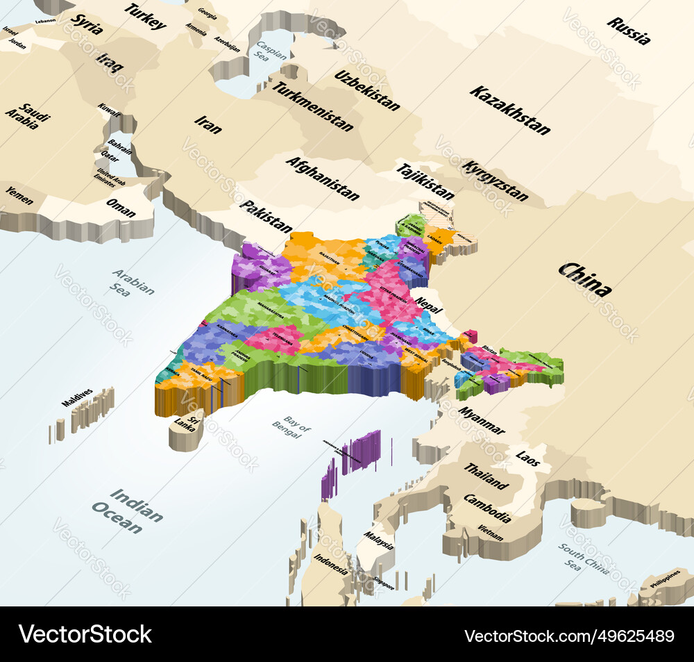 India municipalities map with neighbouring Vector Image