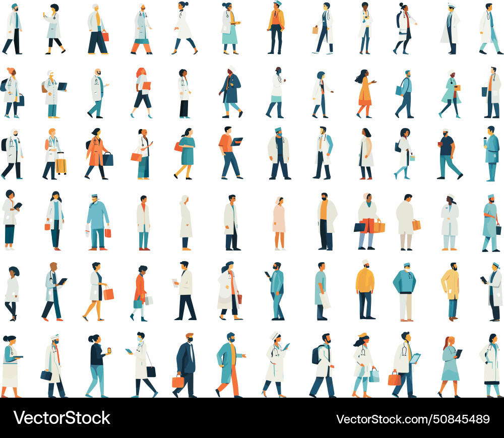 Medical workers flat minimalistic big bundle Vector Image