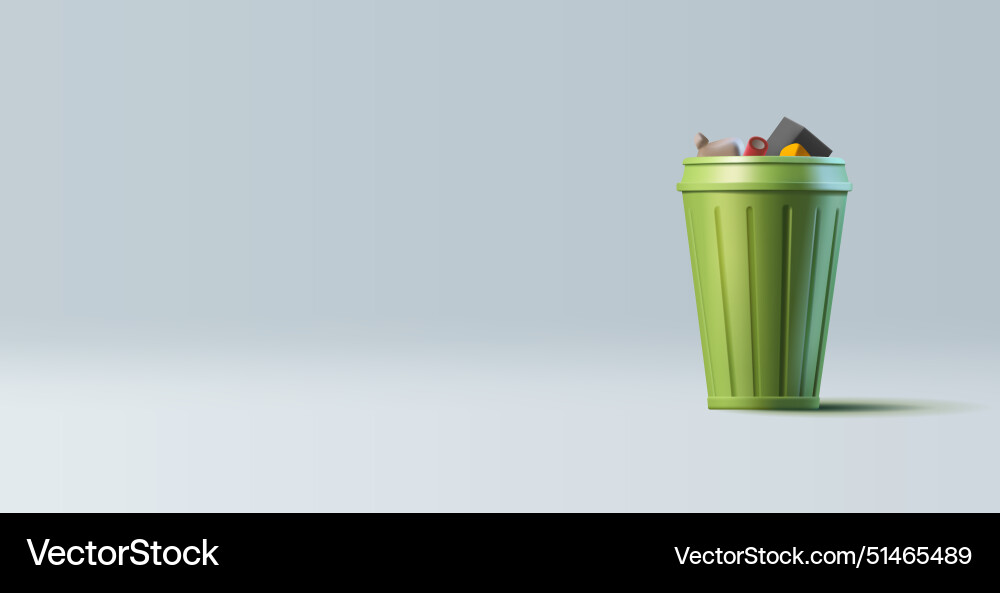 Realistic green can garbage 3d Royalty Free Vector Image