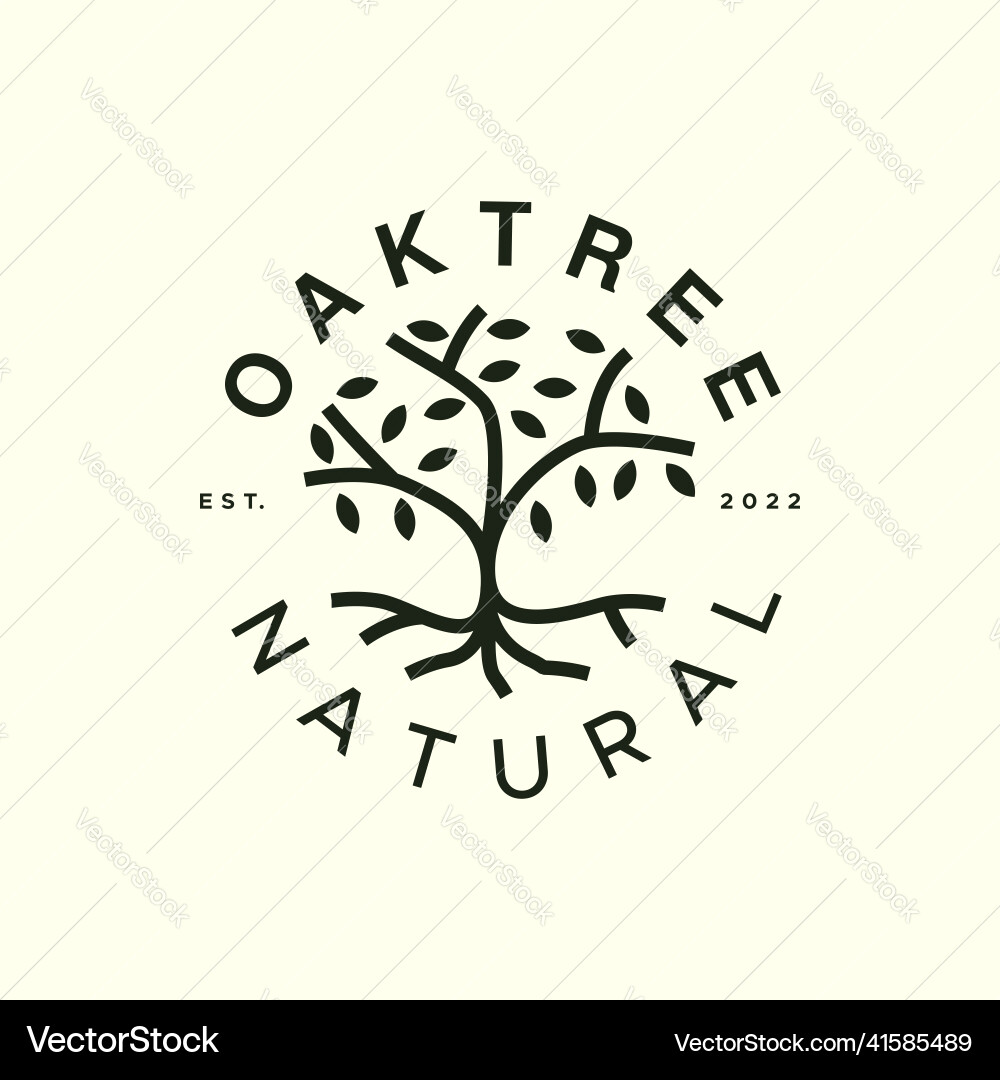 Simple Oak Tree Emblem Royalty Free Vector Image