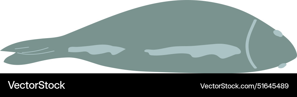 Simplistic grey fish cartoon minimalistic aquatic Vector Image