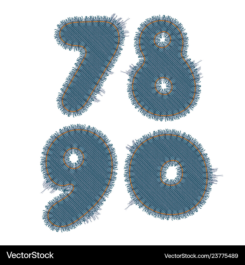 Torn denim numbers Royalty Free Vector Image - VectorStock