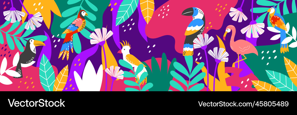 Tropic brazil pattern with nature birds Royalty Free Vector