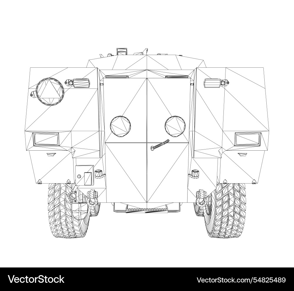 Wireframe armored troop carrier military Vector Image