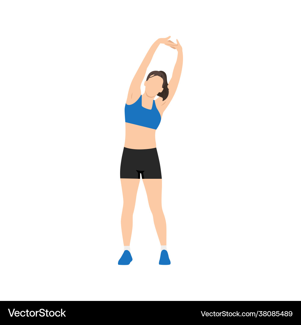 Woman doing standing side bend stretch exercise Vector Image
