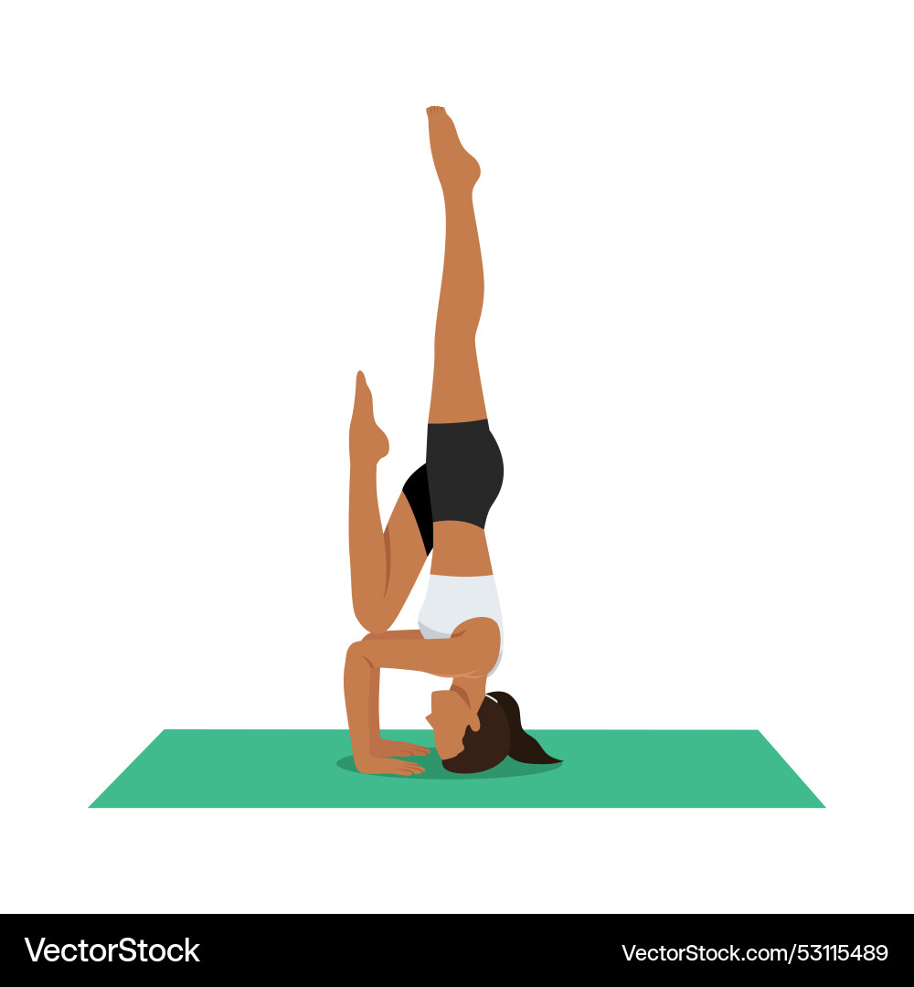 Woman doing tripod headstand prep one leg half Vector Image