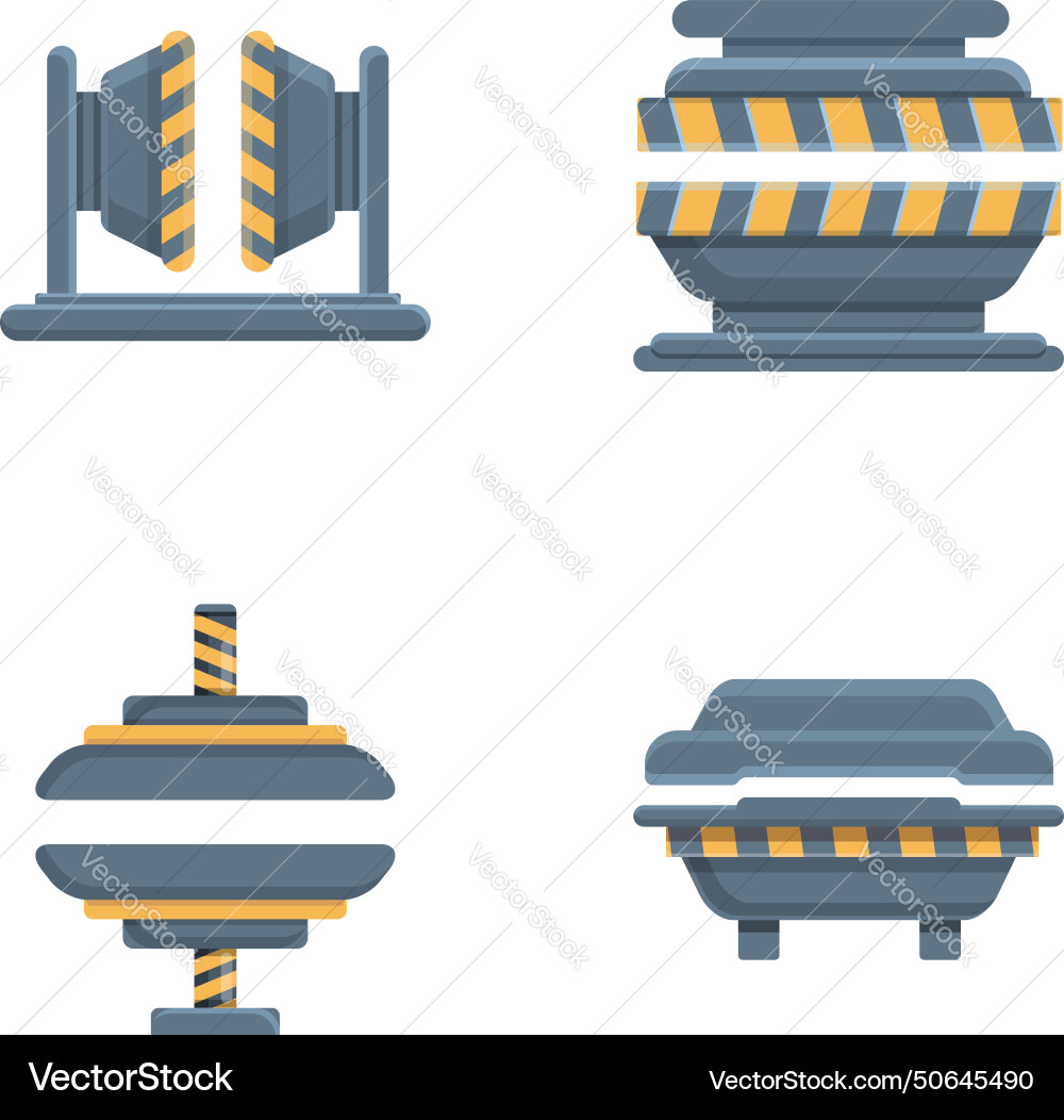 Automatic press icons set cartoon various Vector Image