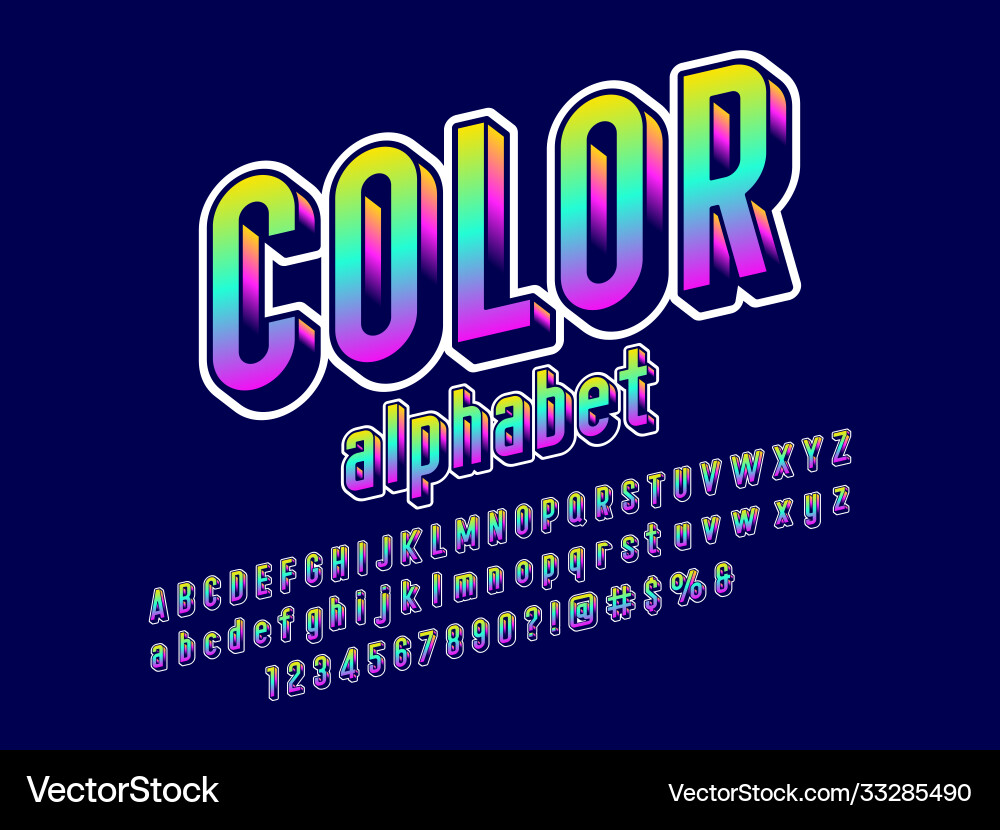 Colour font Royalty Free Vector Image - VectorStock
