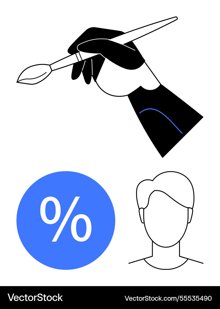 Creative hand painting percentage sign Royalty Free Vector