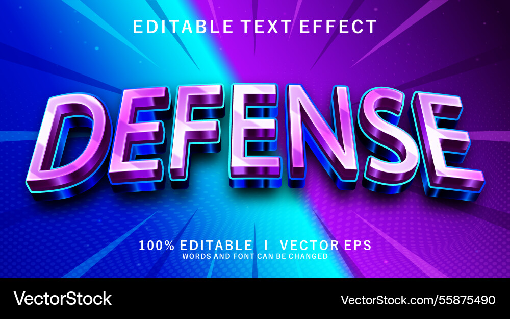 Defence 3d Texteffekt mit modernem Design Vektorbild