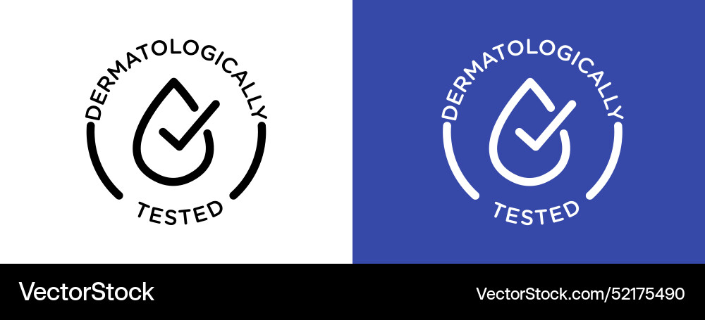 Dermatologically tested logo sign set outline Vector Image
