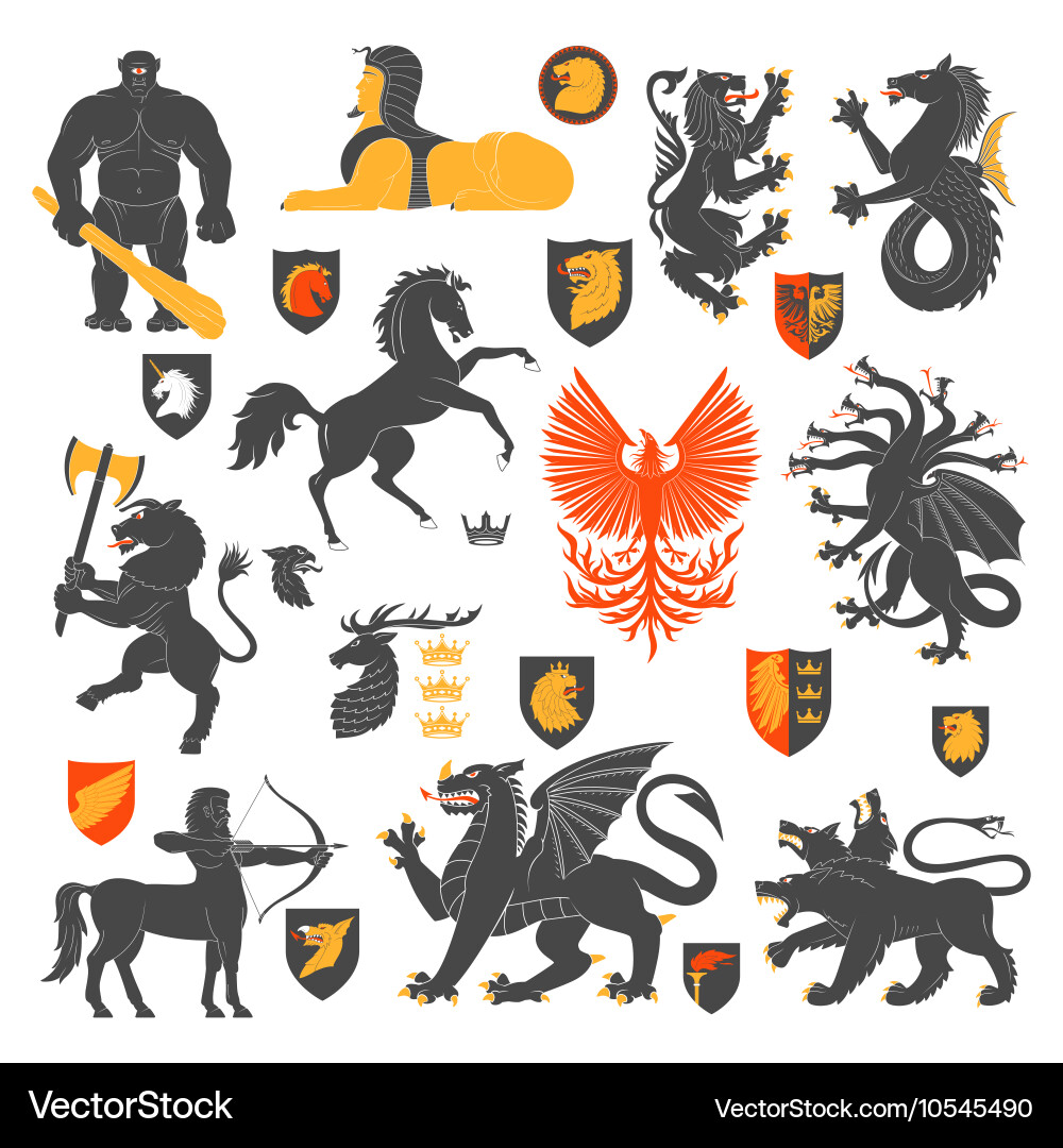 Heraldic animals and elements 2 Royalty Free Vector Image