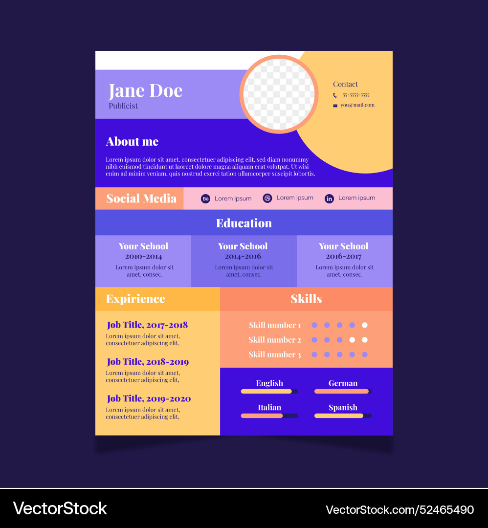 Modern template for cv Royalty Free Vector Image